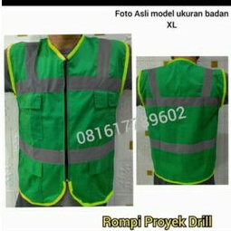 Jual Rompi Proyek Drill Hijau List Hijau | Shopee Indonesia