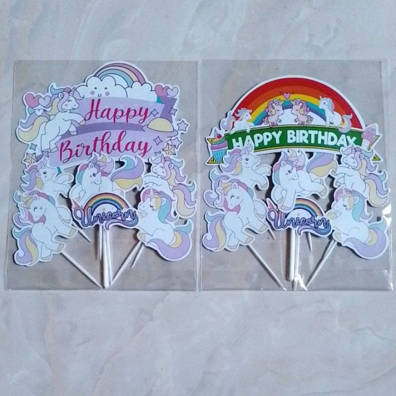 Jual Topper ulang tahun/hiasan kue tart UNICORN | Shopee Indonesia