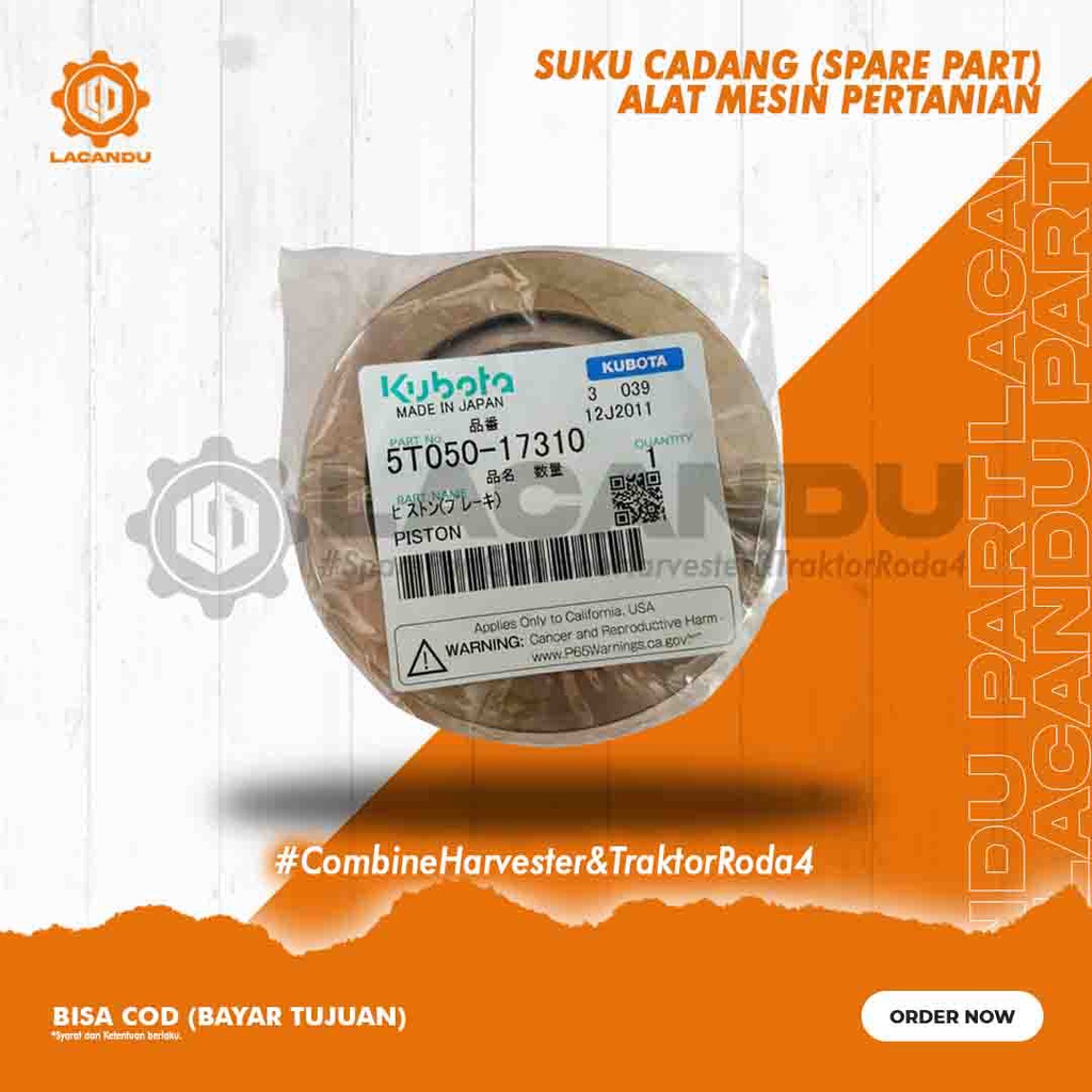 Jual K PISTON TRANSMISSION / GARDAN KUBOTA DC 60 5T050-17310 UNTUK ...