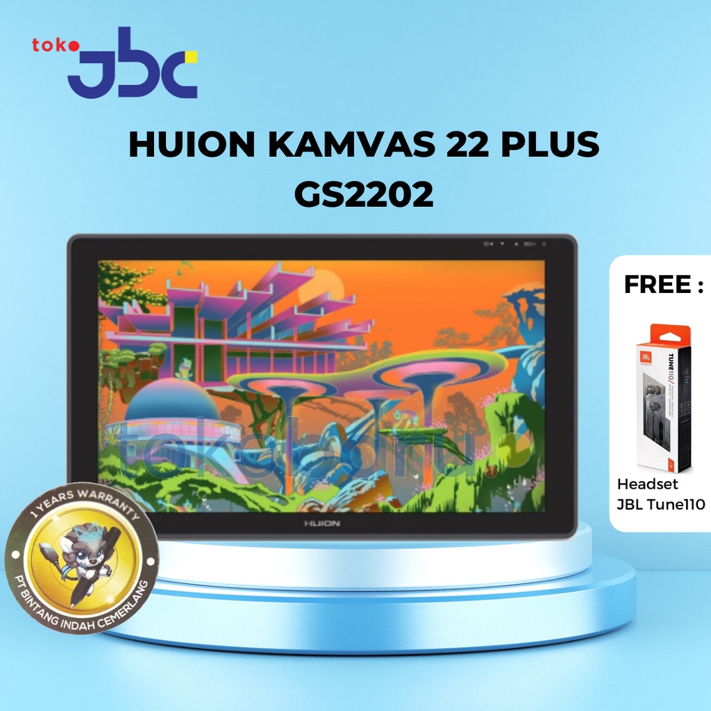 Jual HUION Drawing Tablet KAMVAS 22 Plus Pen Display Garansi Resmi ...