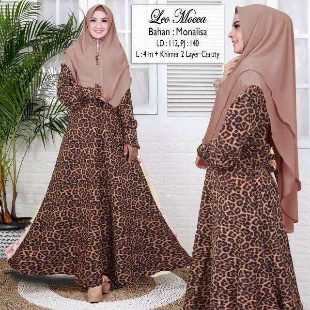 Jual yk shop klok 4 meter set gamis/syari monalisa premium motif macan ...