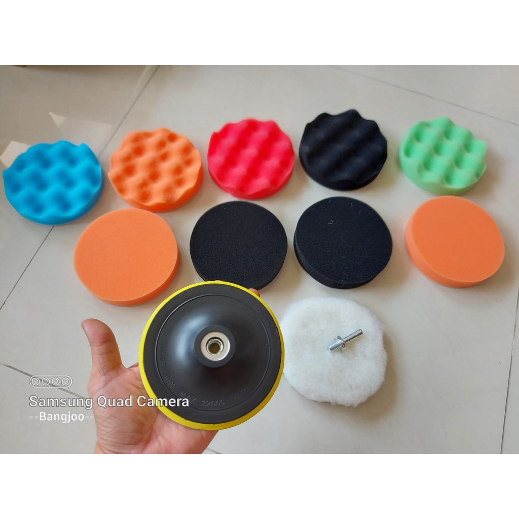 Jual aksesoris poles 5 inch set 12pcs polisher mobil set 5" busa wool ...