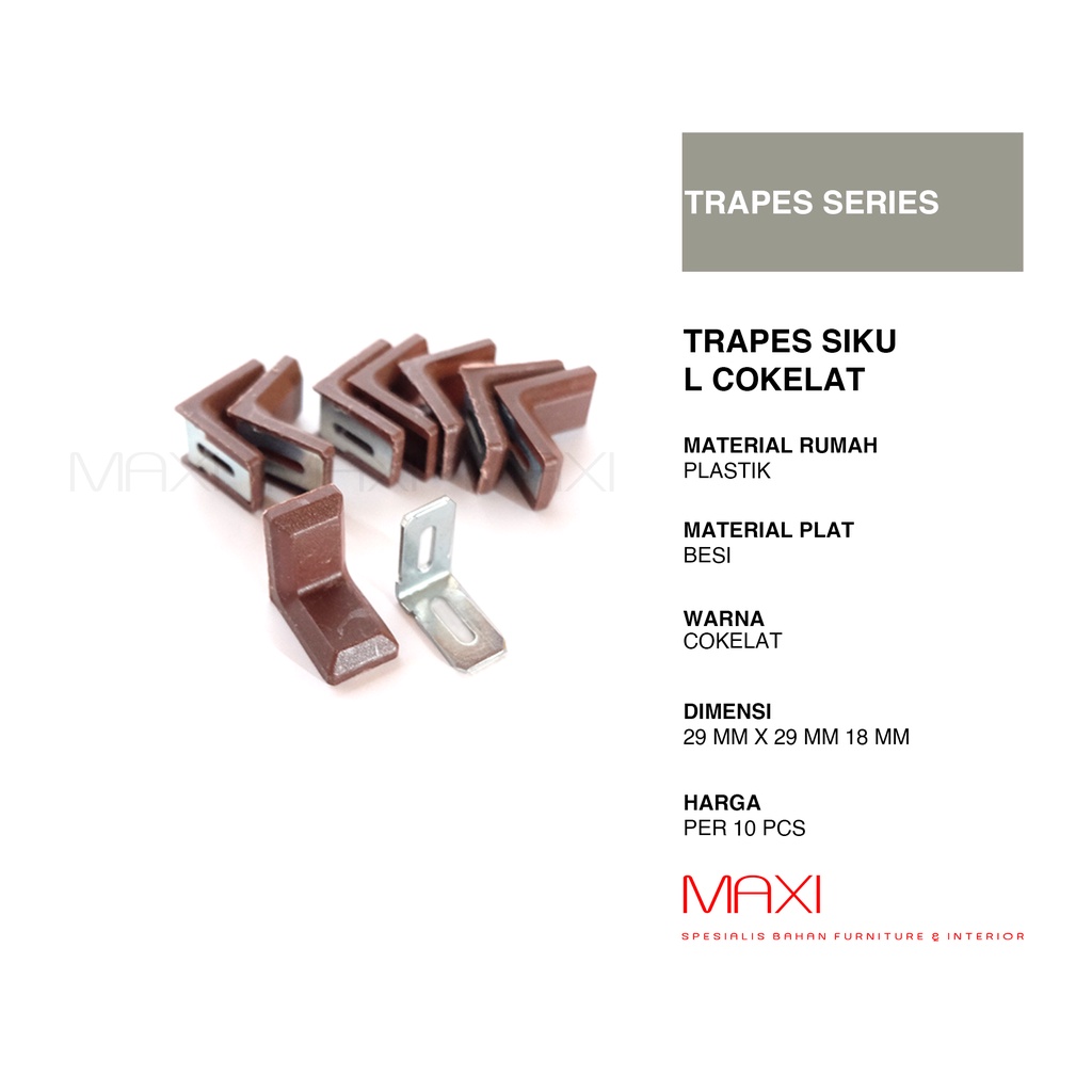 Jual 10 x Harfit Trapes - L Siku Coklat Besi Plastik - Ambalan ...