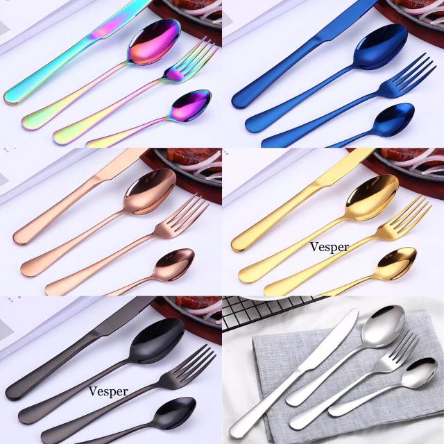 Jual Alat makan set / sendok garpu pisau makan sendok teh stainless ...