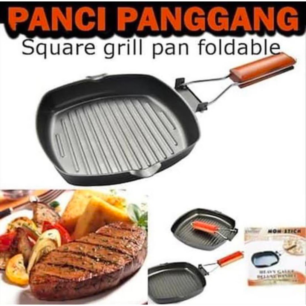 Jual PANCI PANGGANG SQUARE GRILL PAN FOLDABLE / ALAT PANGGANG PERSEGI ...
