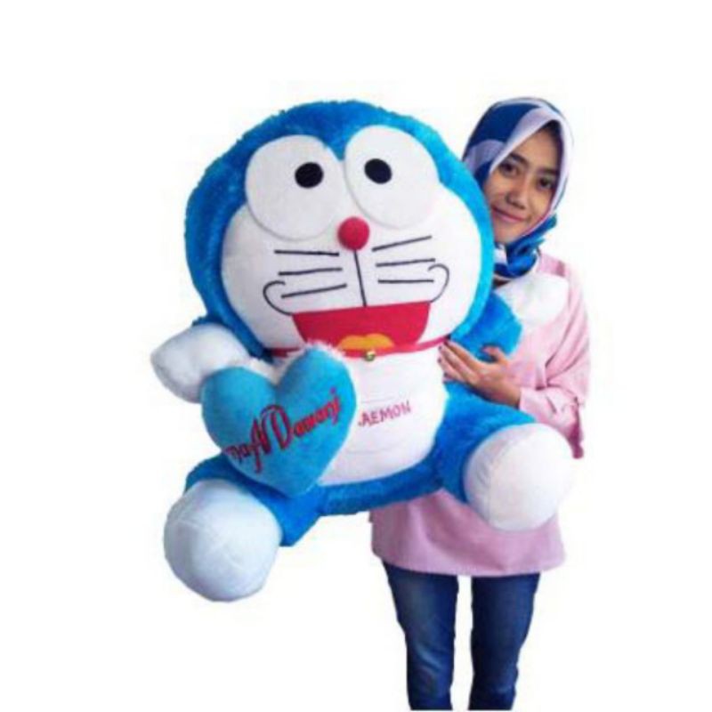 Jual Jumbo 65cm boneka doraemon foto tulisan nama hadiah kado custom ...