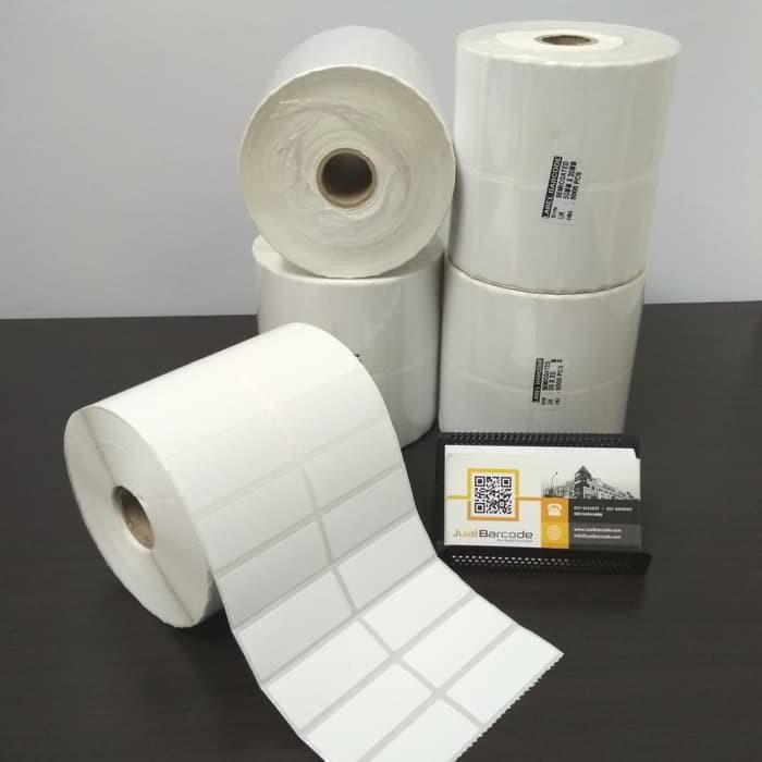 Jual KERTAS STICKER LABEL PRINTER BARCODE 50 X 20 MM - 2 LINE - SEMICOATED | Shopee Indonesia