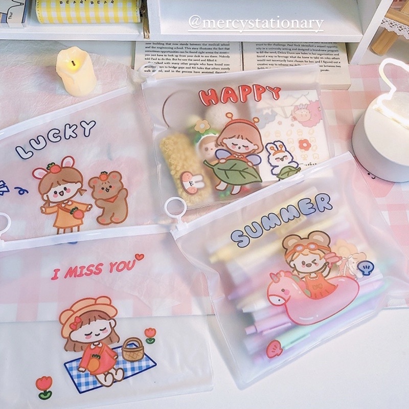 Jual Plastik Zipper Lock Pouch Tempat Alat Tulis Kosmetik Motif Lucu ...