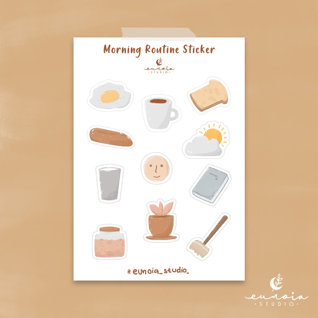 Jual Sticker pack - morning routine - stationary/planner/deco sticker ...