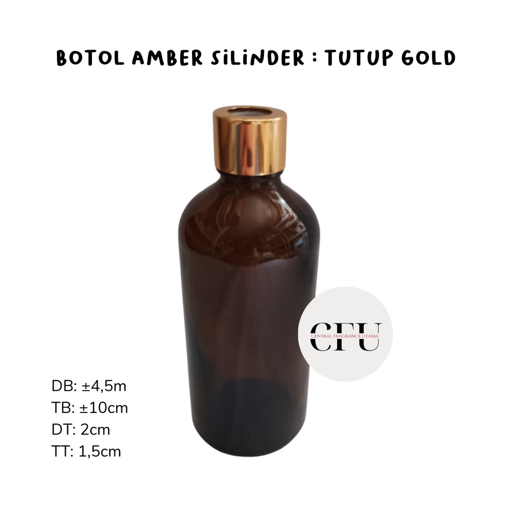 Jual Botol Reed Diffuser Amber Silinder 100ml Tutup Gold / Silver ...