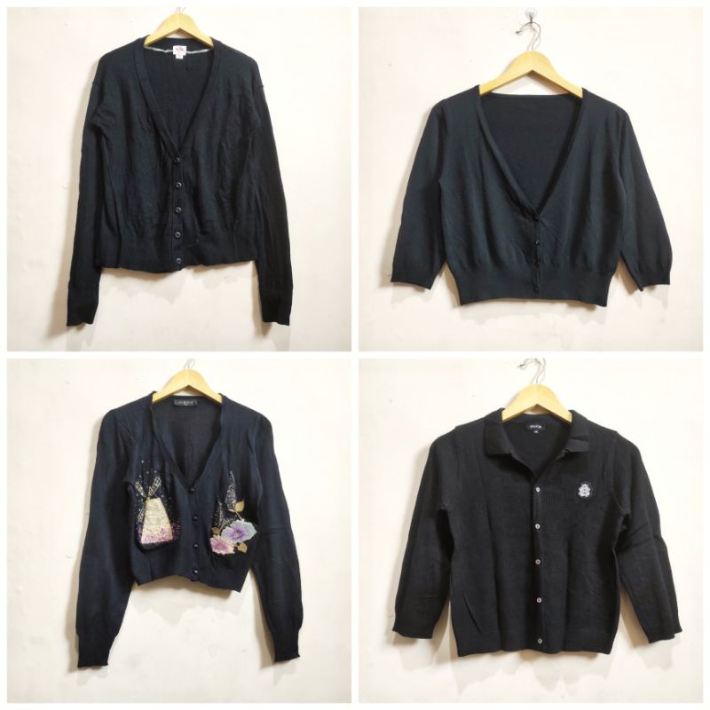 Jual THRIFT CARDIGAN RAJUT PREMIUM (HITAM) | Shopee Indonesia