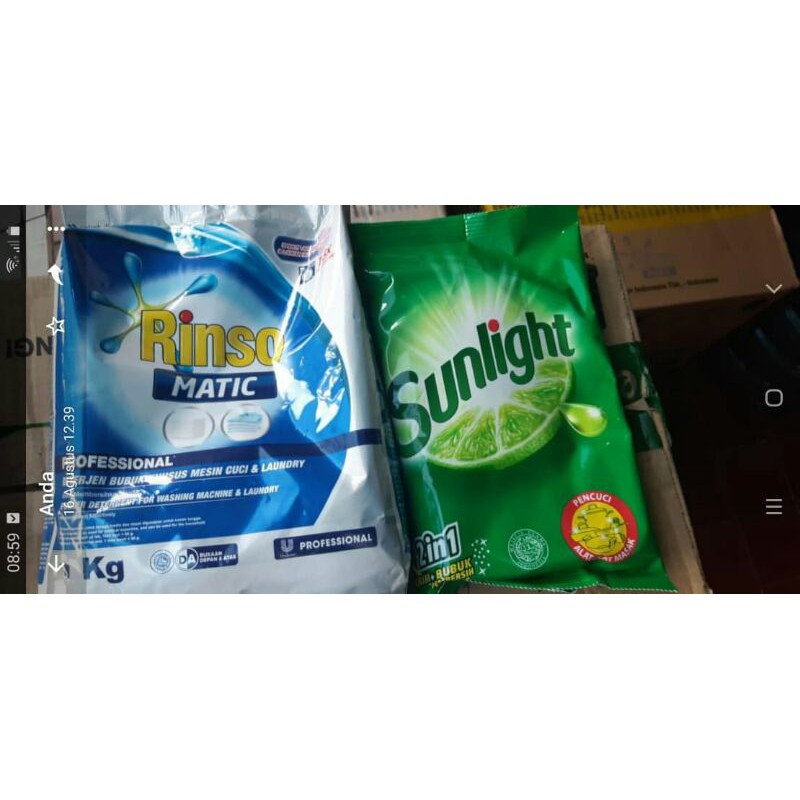 Jual Rinso matic bubuk 1 kg bandling sunlight krim 1 kg | Shopee Indonesia