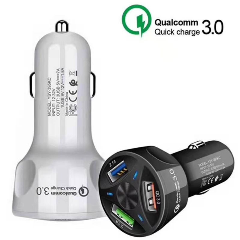 Jual carger Hp casan Hp di mobil fast charging 3 Port Usb 2.1A QC 3.0 ...
