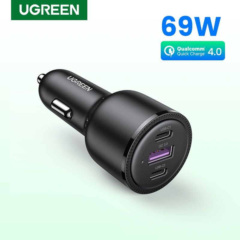 Jual UGREEN 69W car charger USB type C Dual Port PD QC fast charging ...