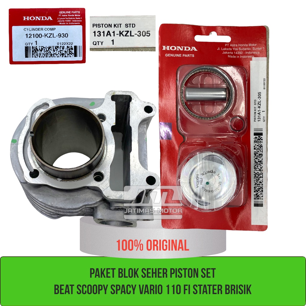 Jual Buring blok seher piston set beat scoopy spacy vario 110 fi non esp 12100-KZL-930 131A1-KZL ...