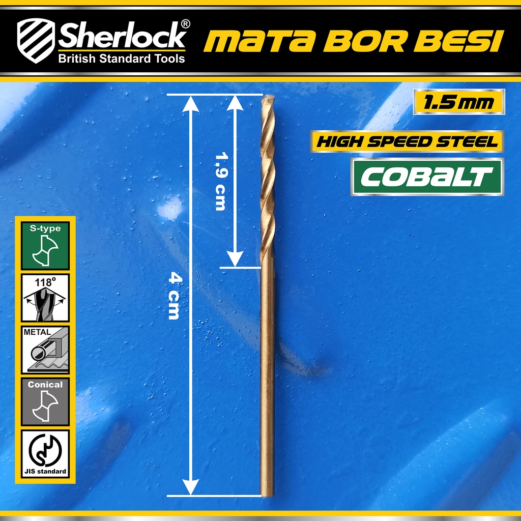 Jual Mata Bor Besi JIS Standard High Speed Steel Cobalt 1.5 mm (1 Pcs ...