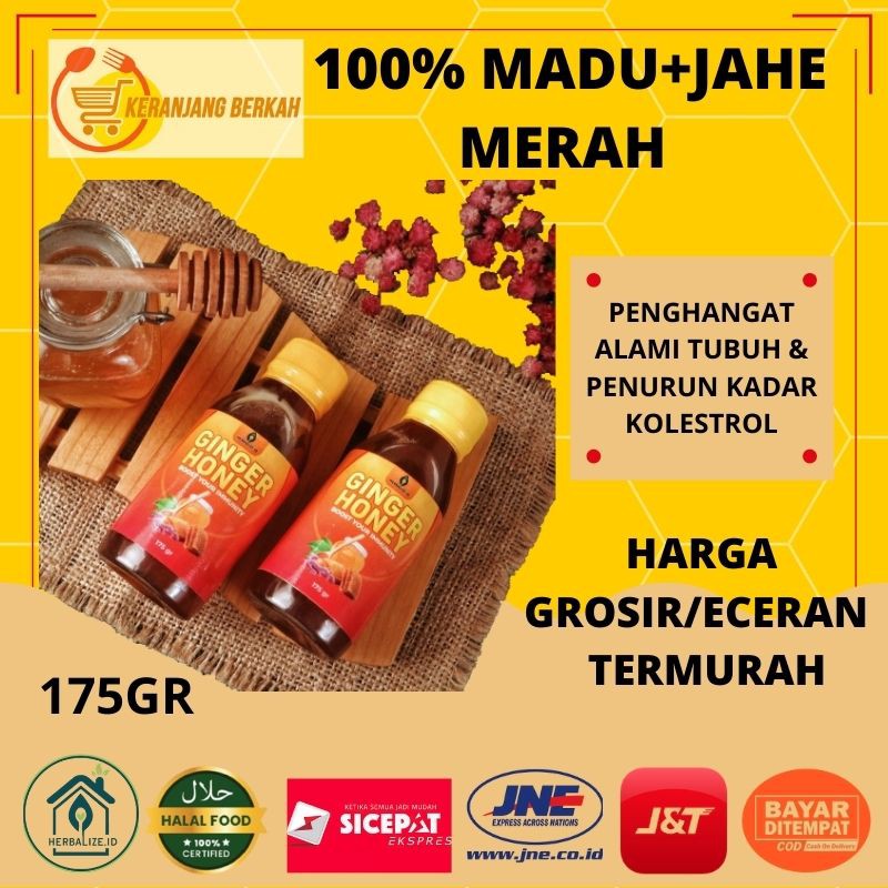 Jual Ginger Honey Madu 100% Asli Jahe Merah alami 175gr Multiflora ...