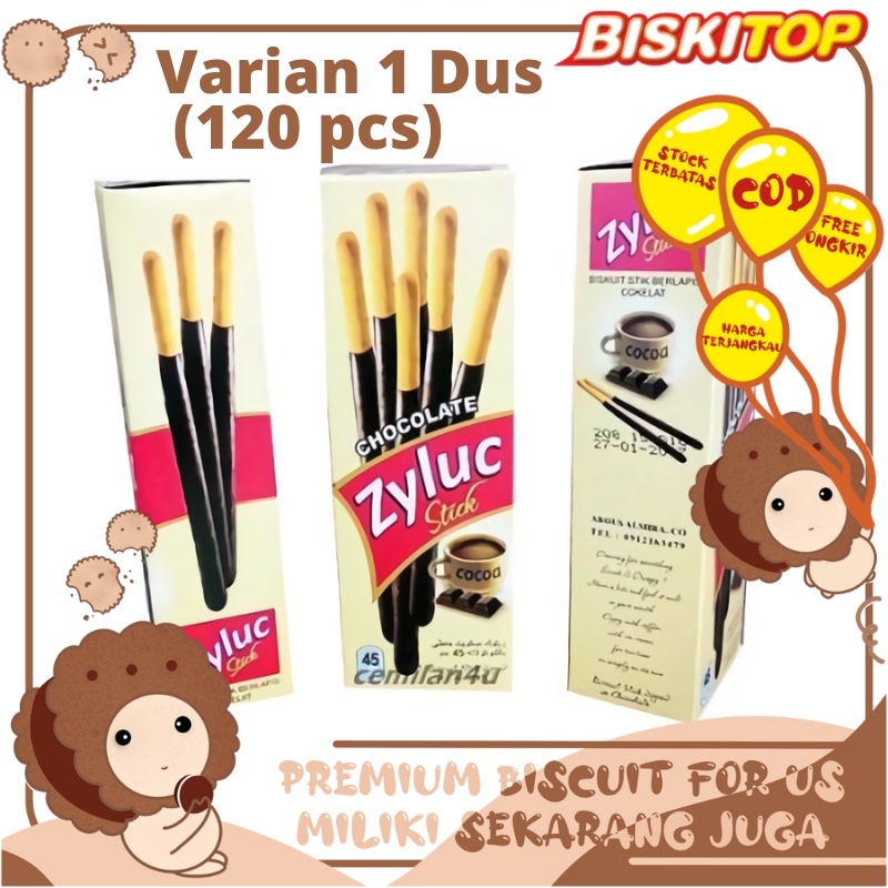 Jual BISKITOP - ZYLUC STICK BOX (1 DUS 120 PCS) 6 Kg Biskuit Stick Kue ...
