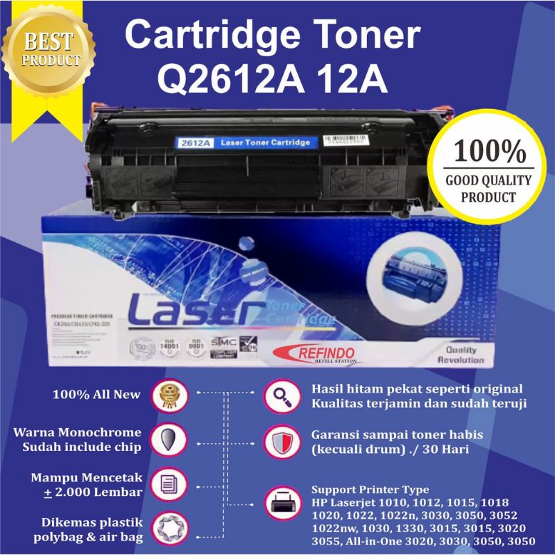 Jual Toner Cartridge Compatible Q2612A 12A - Printer Laserjet HP 1010 1020 | Shopee Indonesia
