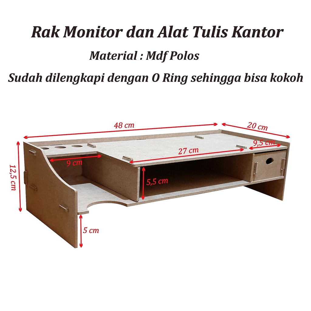 Jual Mega_1688 Kotak Penyimpanan Meja Stand Monitor Drawer Storage ...