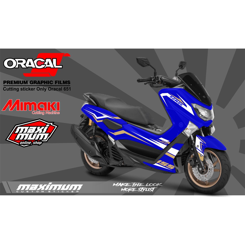 Jual STICKER NMAX - CUTTING STICKER NMAX BIRU TUA DENGAN STRIPING GOLD ...