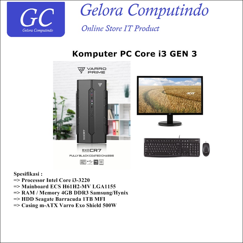Jual Komputer PC Rakitan Core i3 GEN 3/RAM 4GB/HDD 1TB MFI | Shopee ...