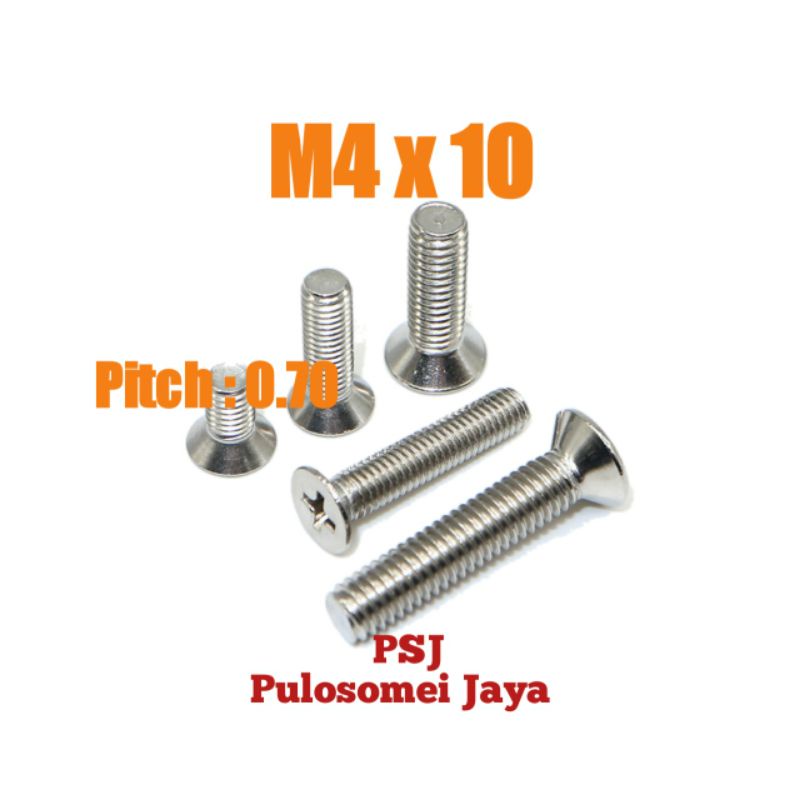 Jual Baut JF Stainless M4 x 10 / Machine Screw Stainless 304 | Shopee Indonesia