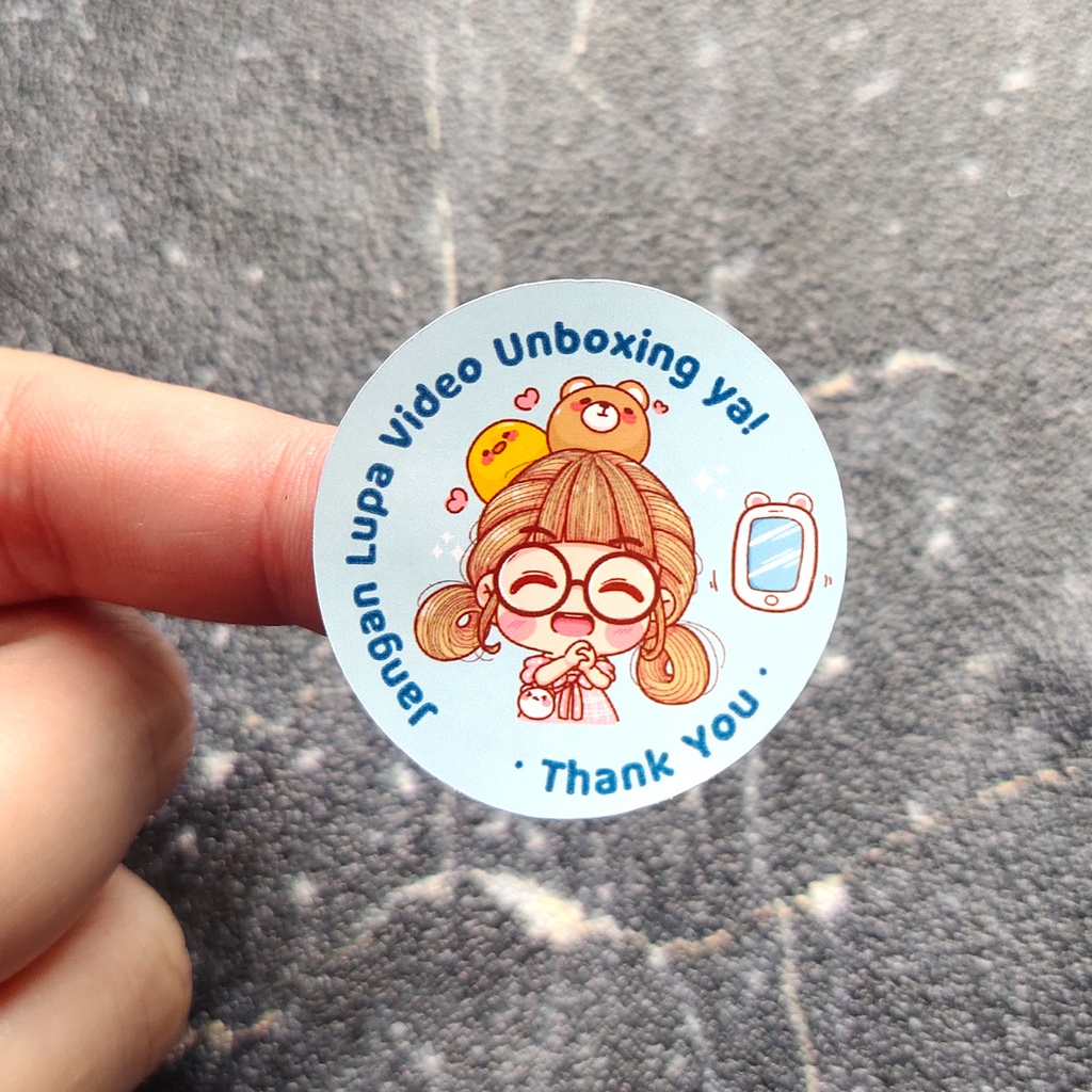 Jual Sticker Stiker Fragile thank you bulat 3,5cm Warning Unboxing ...