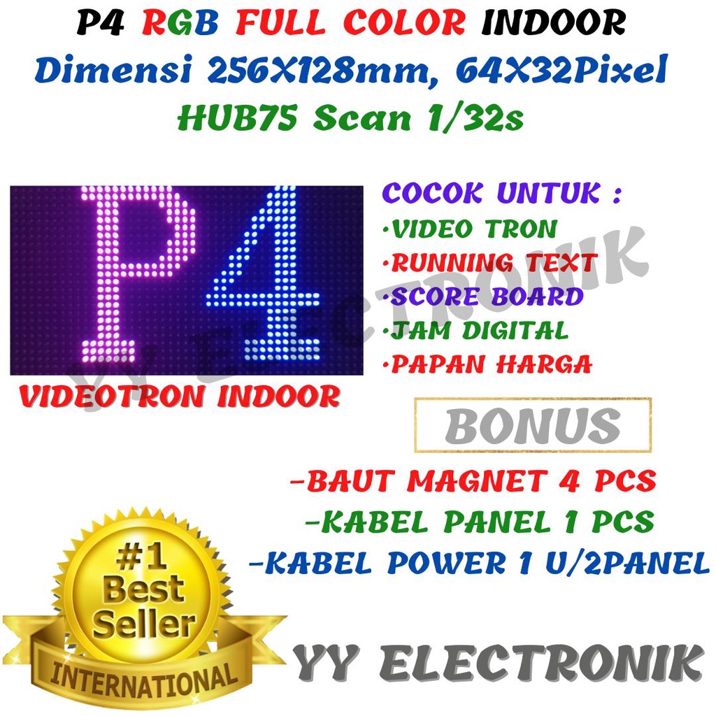 Jual Panel Module Modul p4 indoor videotron p4 rgb full color 256x128mm ...