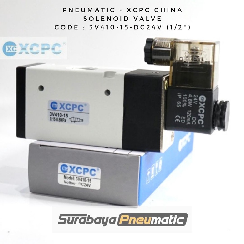 Jual Solenoid Valve - 3V410-15-DC24V (Drat 1/2") - Selenoid Pneumatic XCPC | Shopee Indonesia