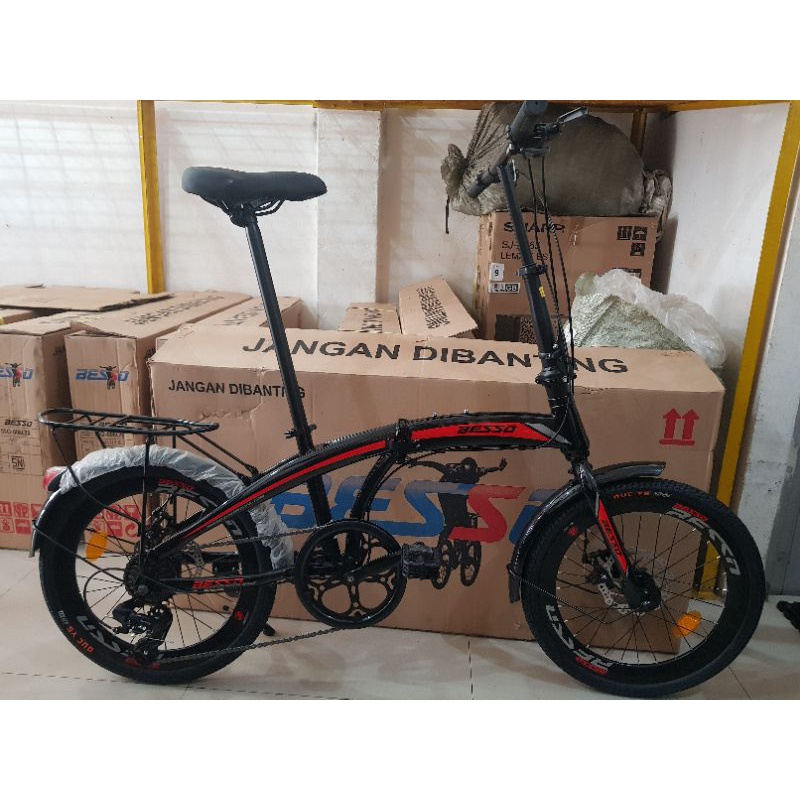 Jual Sepeda Lipat 20 inch BESSO ( Black ~ Red ) ( Hitam ~ merah ...