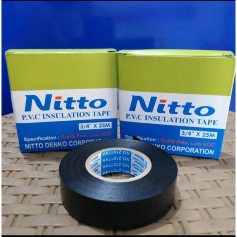 Jual isolasi Nitto Original - isolasi Kabel Listrik Hitam PVC 3/4" x ...
