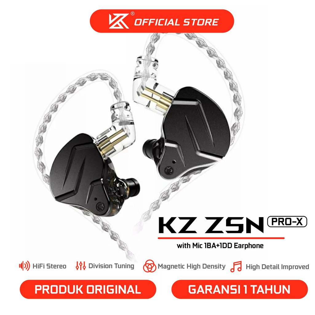 Jual [KZ Official Store] KZ ZSN Pro X with Mic 1BA+1DD Earphone In Ear ...