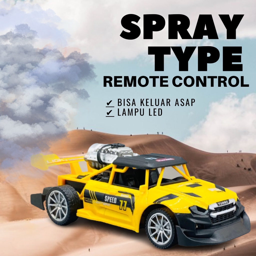 Jual Mainan Anak RC Mobil Balap Sport Car Sprayer Berasap Asap Nos 1/18 ...