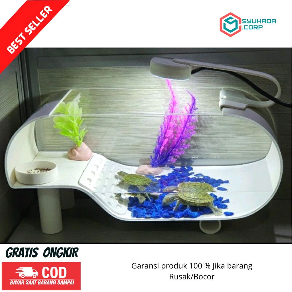 Jual [COD] Termurah !!! Aquarium kura kura Akuarium kura kura brazil lengkap dengan batu bunga ...