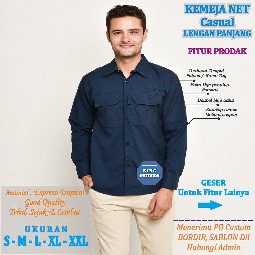 Jual SERAGAM KERJA PDH LENGAN PANJANG | WARNA NAVY BLUE | KEMEJA KERJA PDH/PDL | Shopee Indonesia