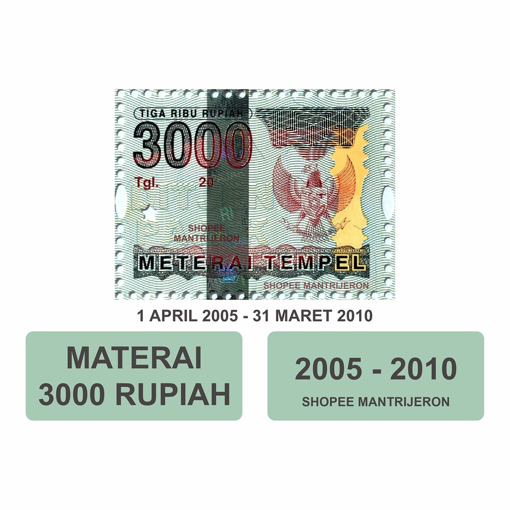 Jual Materai 3000 Tahun 2005-2010 Meterai Tempel 3 Ribu 3.000 Tiga Ribu ...
