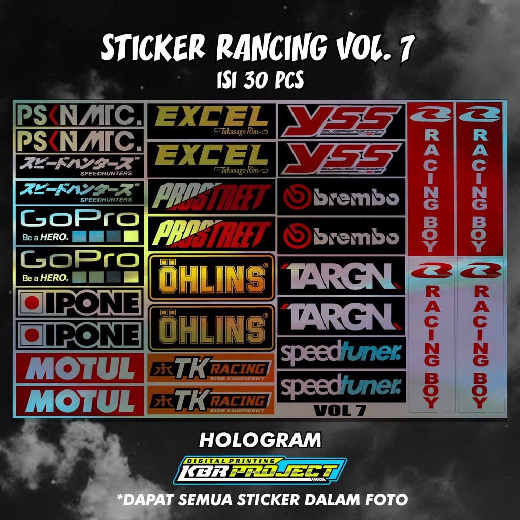 Jual Isi 30 pcs STICKER RACING HOLOGRAM / STIKER PACK / STIKER MOTOR ...