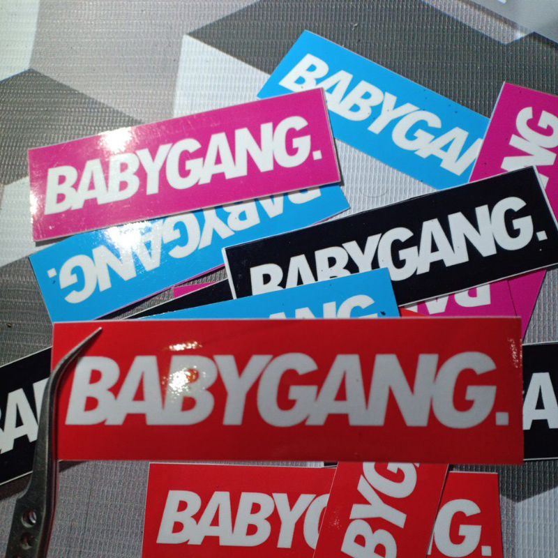 Jual stiker BABYGANG laminasi glossy bahan striping awet | Shopee Indonesia