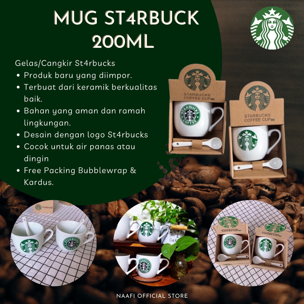 Jual GELAS KOPI CANGKIR | MUG KOPI KERAMIK | CANGKIR KERAMIK MOTIF STARBUCKS | Shopee Indonesia