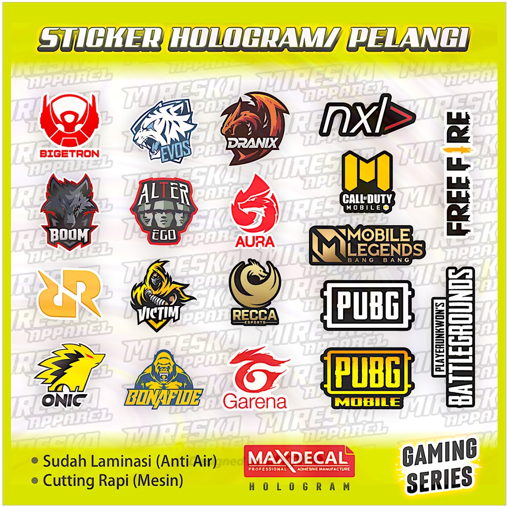 Jual Terbaru!! Stiker Viral Hologram Terlaris GAMING Series / Sticker ...