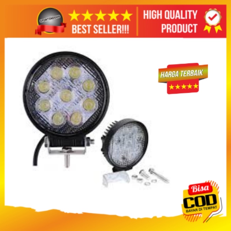Jual lampu sorot WORKLIGHT LED BULAT 27W lampu tembak 9 mata motor ...