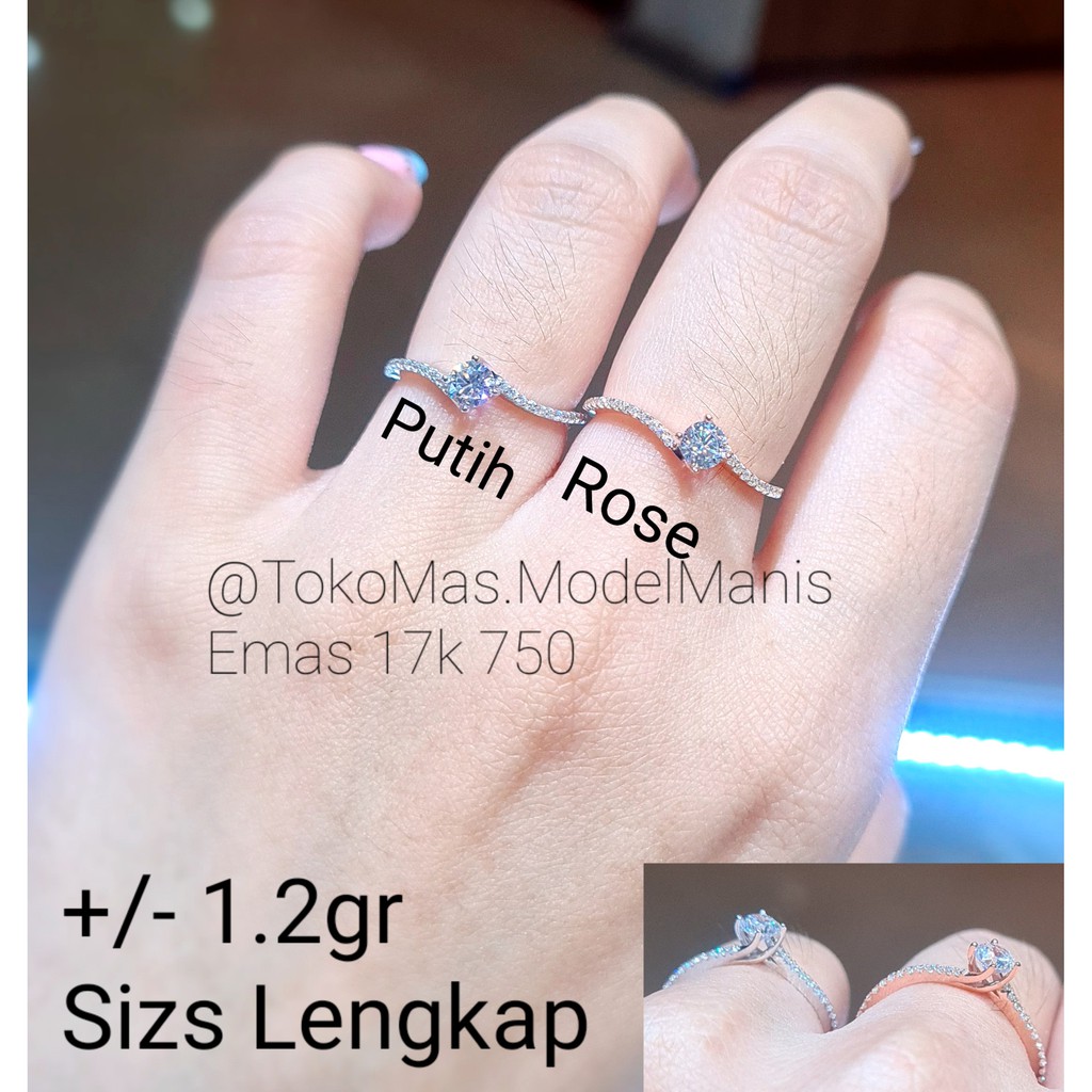 Jual Cincin emas Putih rosegold diamond looks 750 kadar 17 K restock ...