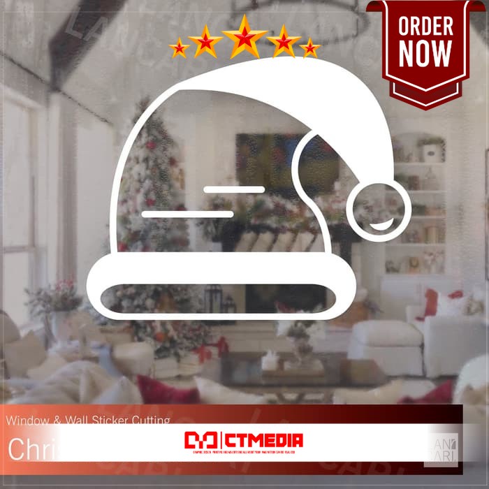 Jual Stiker Natal Topi Santa Christmas Decal Wall Window Kaca dinding ...