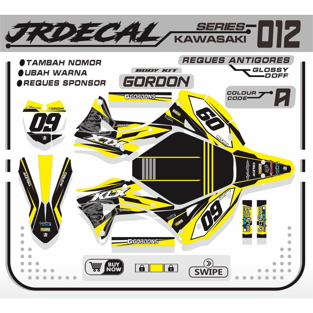 Jual (BISA COD) DEKAL STICKER KLX GORDON CUSTOM VARIASI SIMPLE KEREN ...