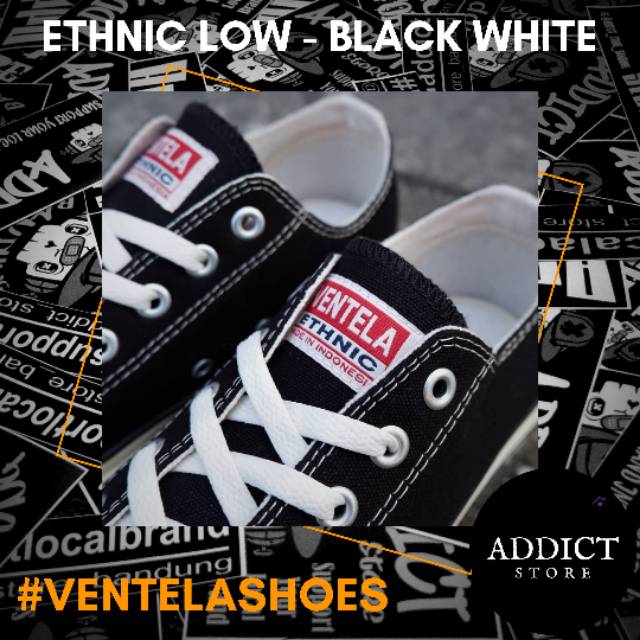 Jual Diskon Sepatu Sekolah Ventela Ethnic Low Black White - sepatu ...