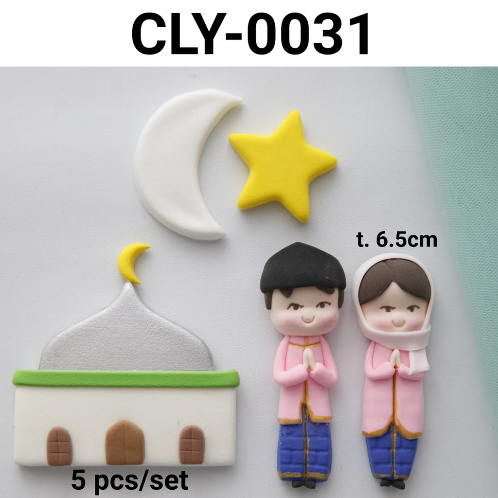 Jual CLY-0031 Cake topper hiasan kue clay lebaran idul fitri masjid ...