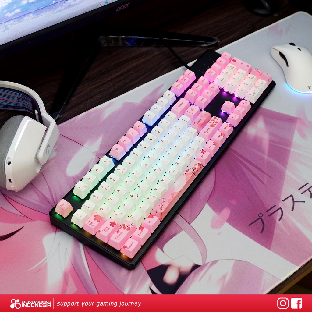 Jual Keycaps Cherry Blossom Sakura PBT Dye Sub - for Mechanical ...