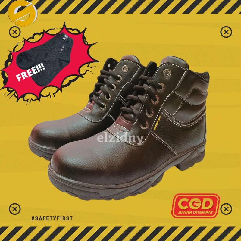 Jual Sepatu safety sepatu kerja sepatu proyek ada besi tinggi 6 inch ...