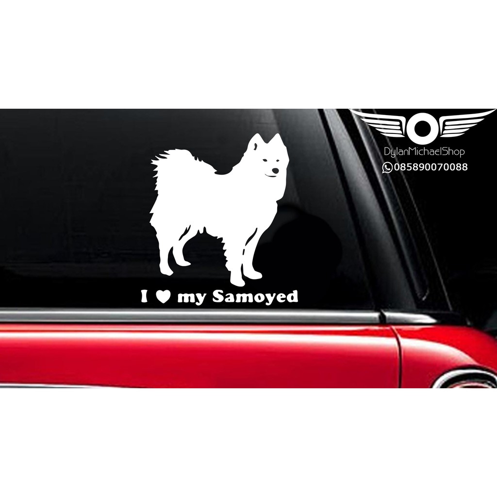 Jual Stiker Mobil dog I love my Samoyed Rear Car Sticker Anjing Kaca ...